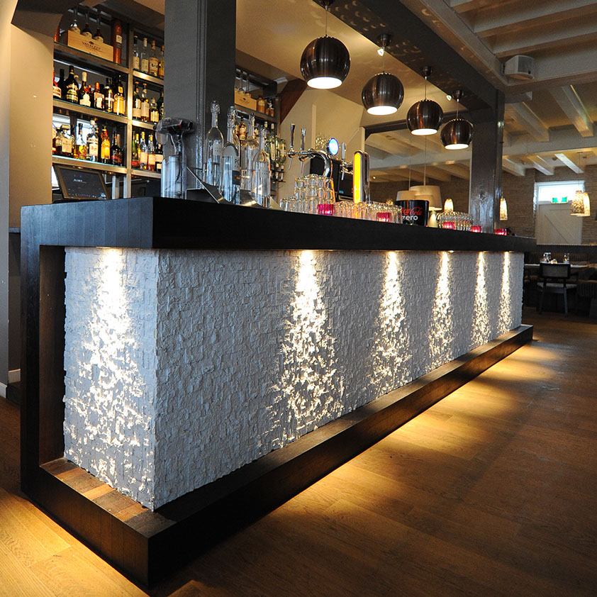 341 White Gran Cubic Wall Cladding - Pub Bar - Stone Panel